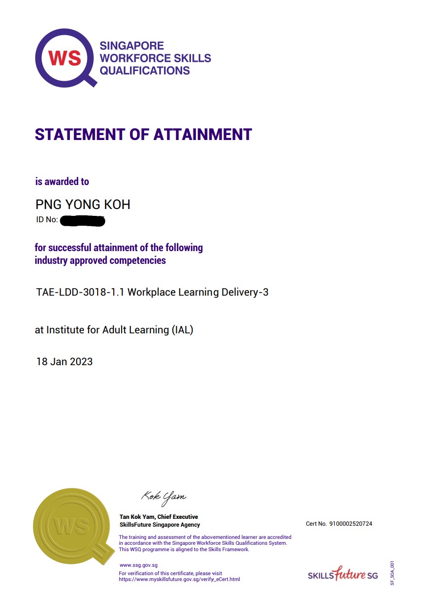 ACLP (Advanced Certificate in Learning & Performance) - YK Png
