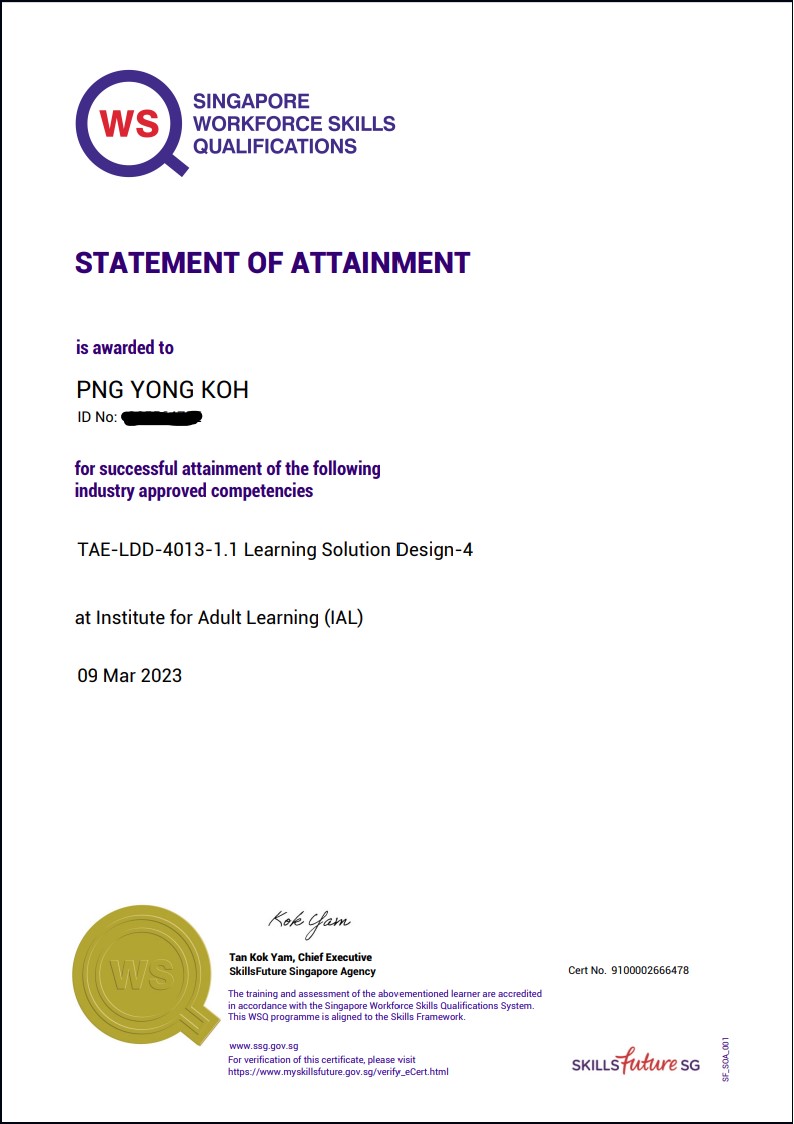 ACLP (Advanced Certificate in Learning & Performance) - YK Png